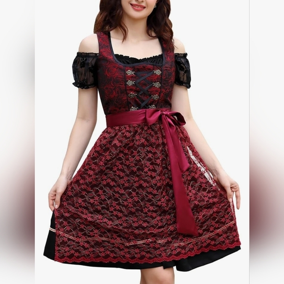 Fashion | Dresses | New With Tags Womens Xl Burgundy Black Lace German ...